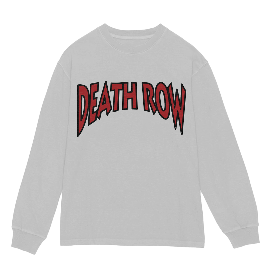 Death Row Text Logo White Long Sleeve Tee - Death Row Records